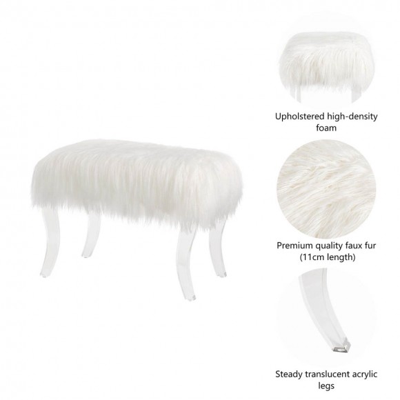 [OFFICIAL] Glitzhome 24.00"L White Faux Fur Upholstered Bench with ...