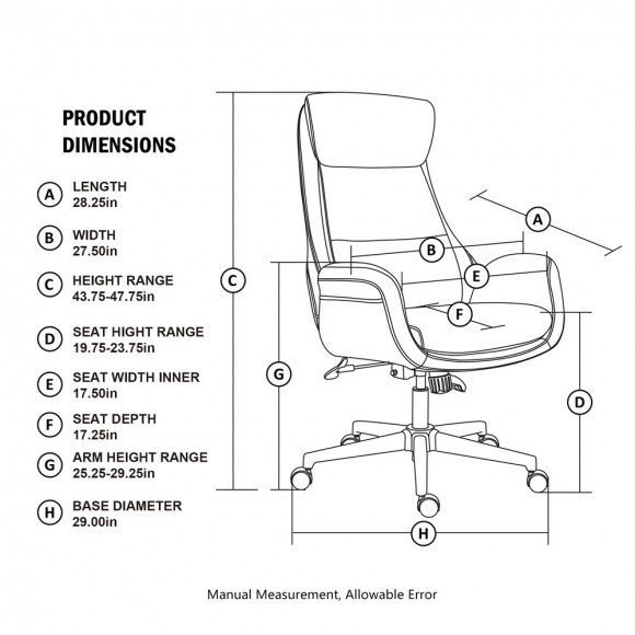 [OFFICIAL] Glitzhome Adjustable High-Back Office Chair Executive Swivel ...