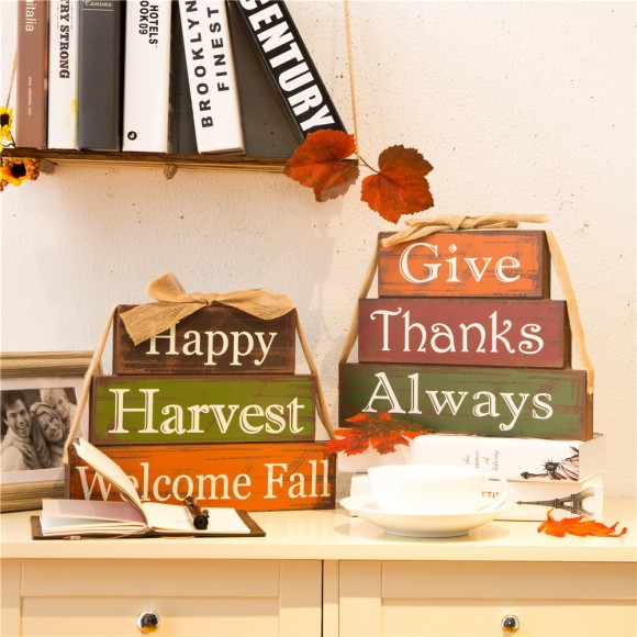 [OFFICIAL] Glitzhome Handcrafted Wooden "Give Thanks" Block Set