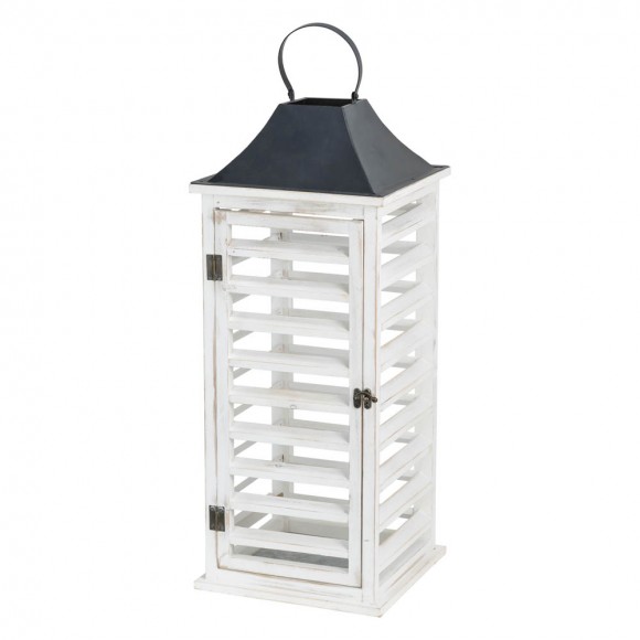 [OFFICIAL] Glitzhome Wash White Farmhouse Wooden Shutter Lanterns - Set ...