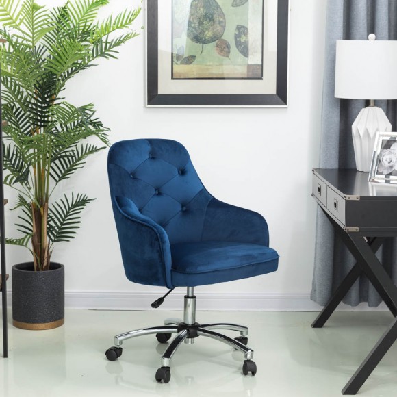 [OFFICIAL] Glitzhome Navy Blue Velvet Gaslift Adjustable Swivel Office ...