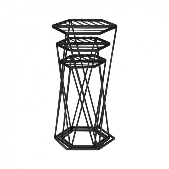 [OFFICIAL] Glitzhome Modern Hexagon Black Metal Plant Stand, Set of 3