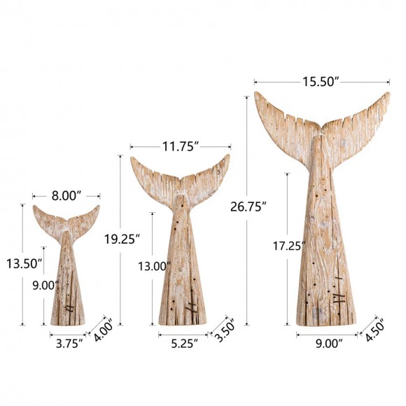 [OFFICIAL] Glitzhome Coastal Weathered Wood Whale Tail Table Decor, Set ...