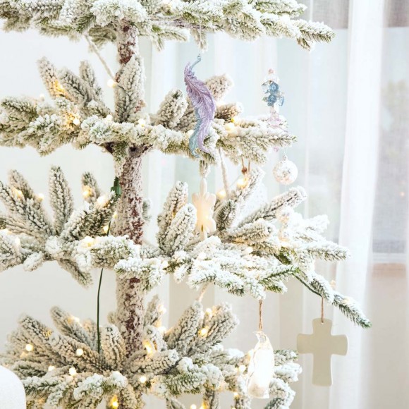 [OFFICIAL] Glitzhome 7ft Deluxe Pre-Lit Snow Flocked Pine Artificial Christmas Tree with 400 ...