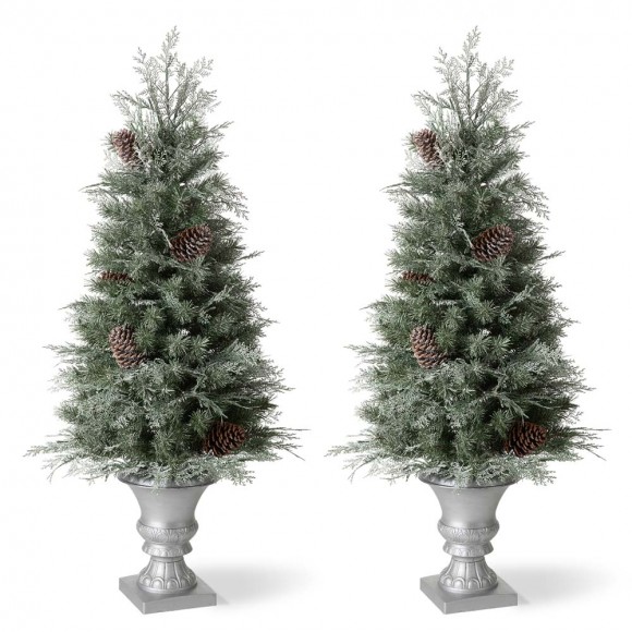 [OFFICIAL] Glitzhome 2PK 4ft Pre-Lit Pine Artificial Christmas Porch Tree with 130 Warm White ...