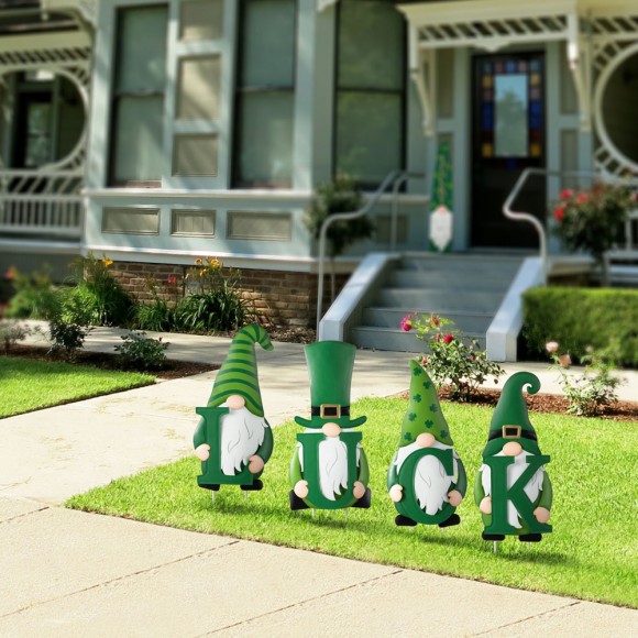 [OFFICIAL] Glitzhome 24"H Set of 4 Metal St. Patrick's LUCK Gnome Yard ...