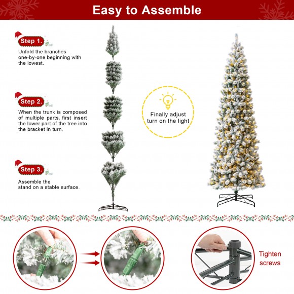 [OFFICIAL] Glitzhome 11ft Pre-Lit Flocked Pencil Green Pine Artificial ...