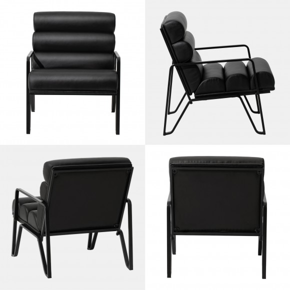 [OFFICIAL] Glitzhome Set of 2 Modern Black Wavy Leatherette Accent Arm ...