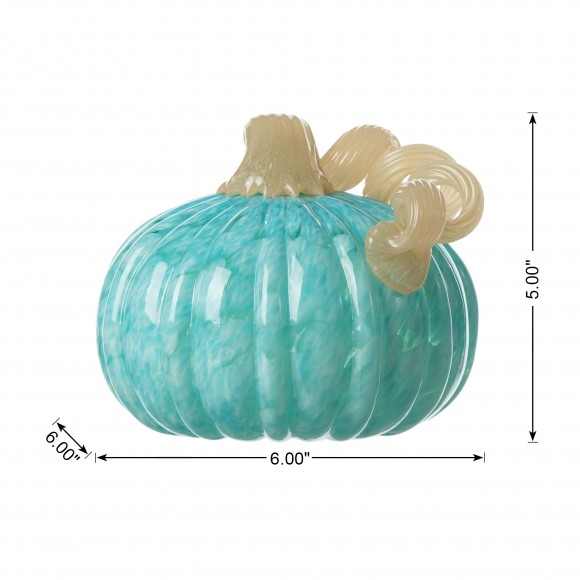 [OFFICIAL] Glitzhome 6"D Fall Turquoise Round Glass Pumpkin