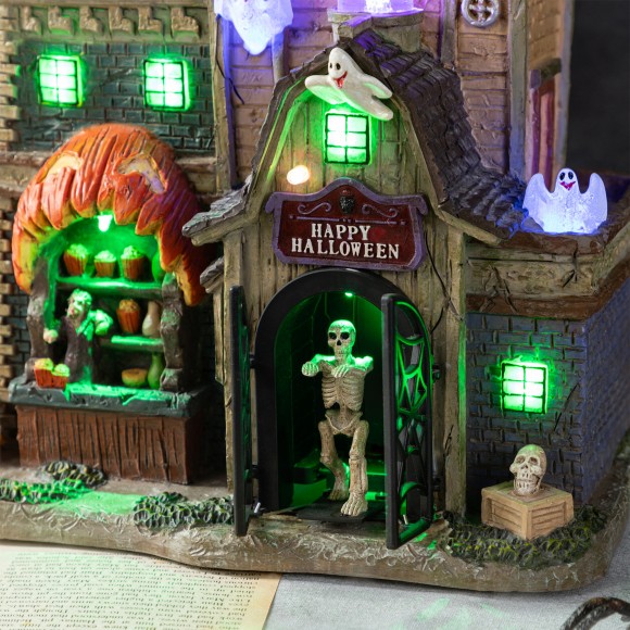 [OFFICIAL] Glitzhome 11"H Lighted Resin Halloween Haunted House Table ...