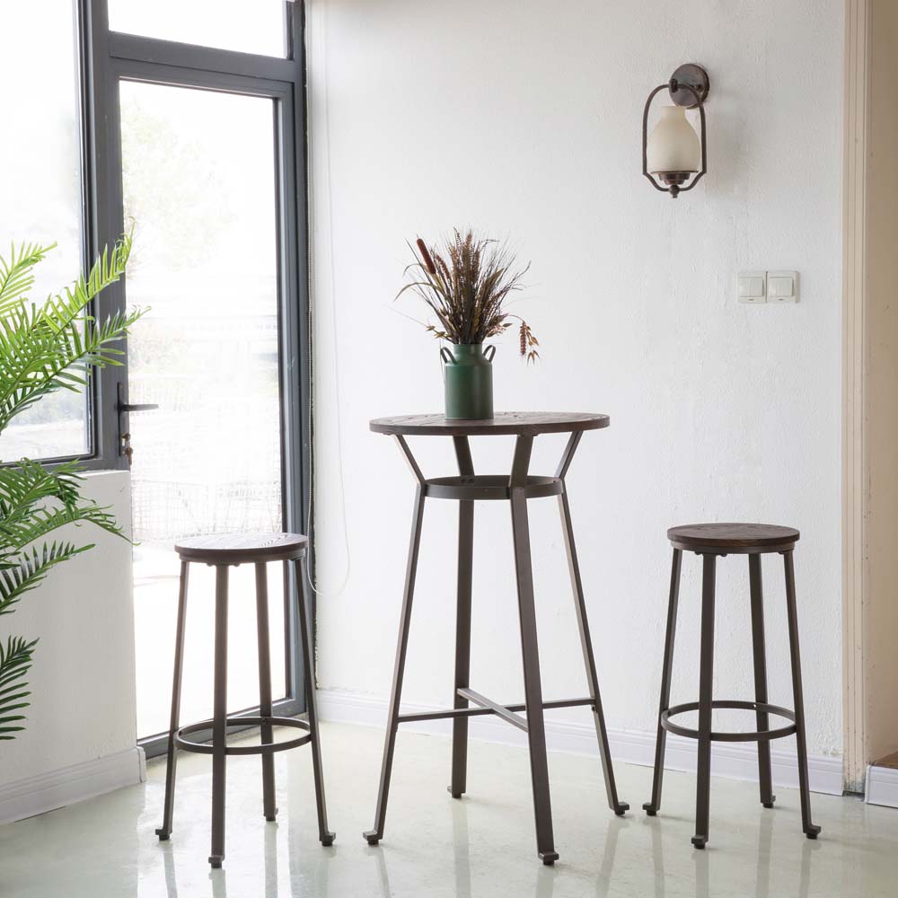 [OFFICIAL] Glitzhome Rustic Steel Pub Bar Table and Stools with Elm ...