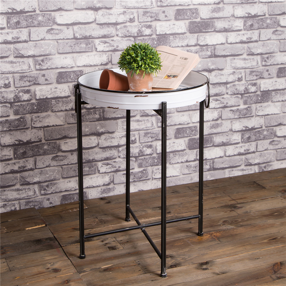 [OFFICIAL] Glitzhome Farmhouse Metal Enamel Serving Tray Table