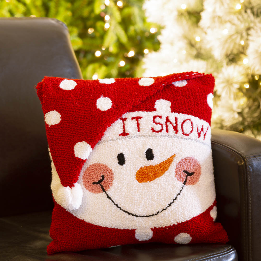 [OFFICIAL] Glitzhome 14" x 14" Handmade Hooked Snowman Christmas Throw ...