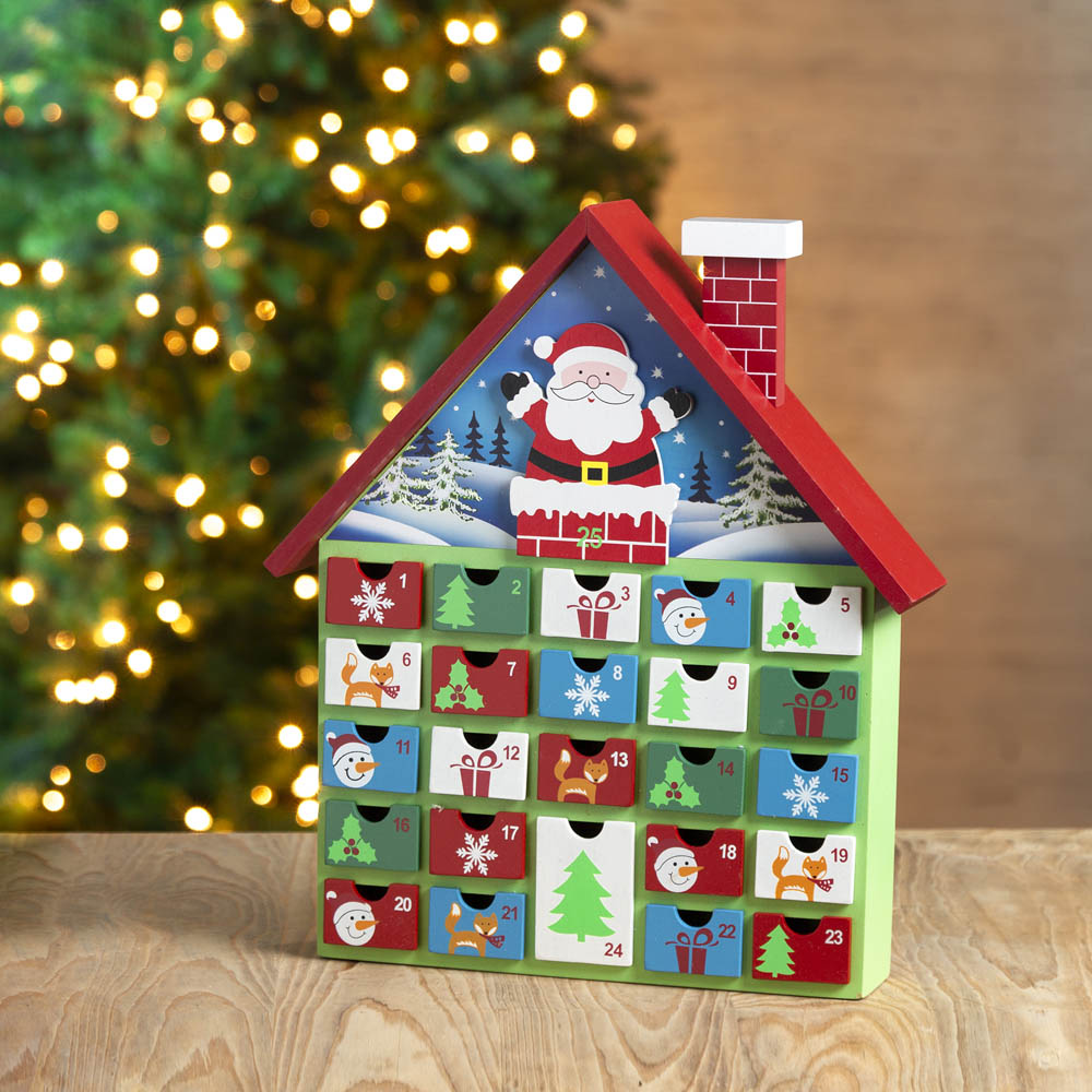[OFFICIAL] Glitzhome Handcrafted Wooden Santa House Count Down Advent ...