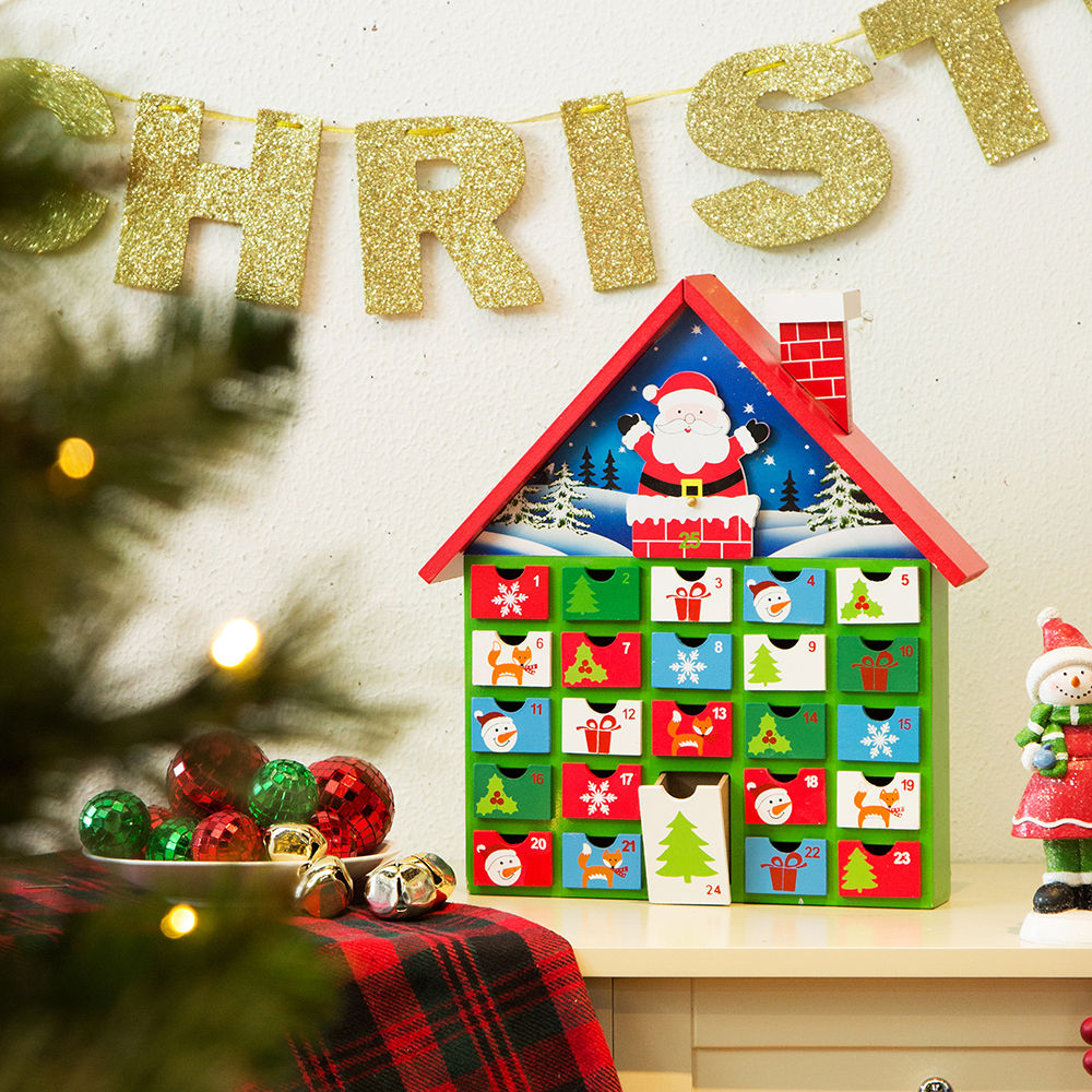 [OFFICIAL] Glitzhome Handcrafted Wooden Santa House Count Down Advent ...