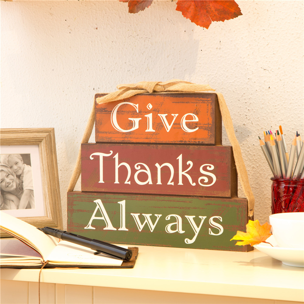 [OFFICIAL] Glitzhome Handcrafted Wooden "Give Thanks" Block Set