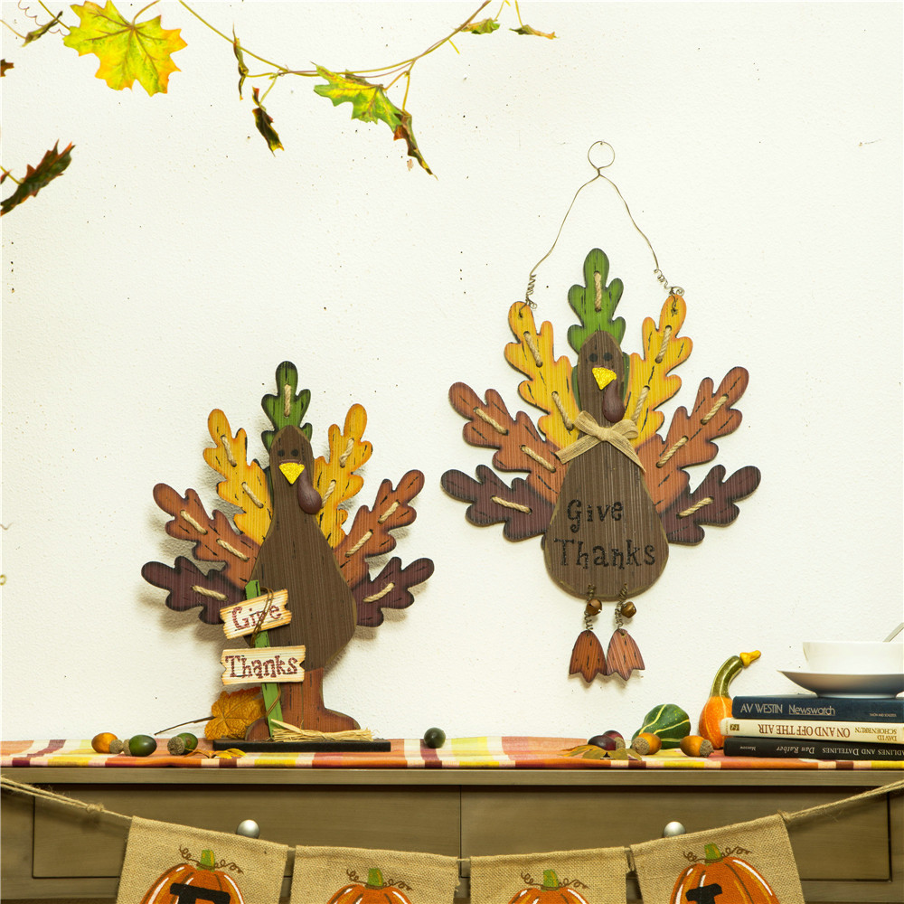 [OFFICIAL] Glitzhome Handcrafted Wooden "Give Thanks" Turkey Wall ...