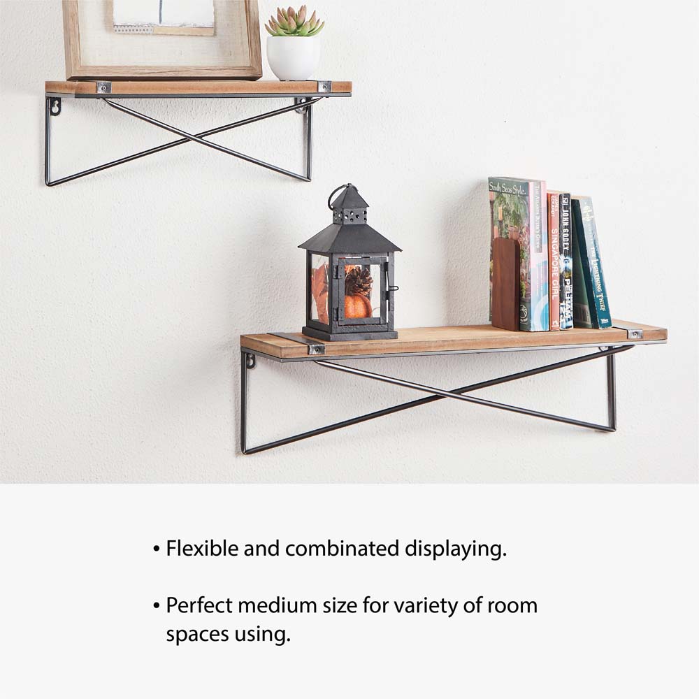 [OFFICIAL] Shop Metal Wooden Mounted Wall Shelves Rustic Design at ...