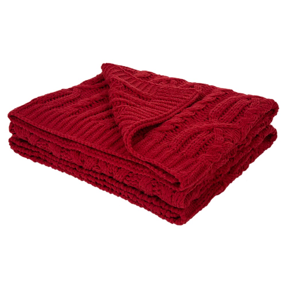 [OFFICIAL] Glitzhome 60"L*50"W Knitted Polyester Red Throw Blanket 865g
