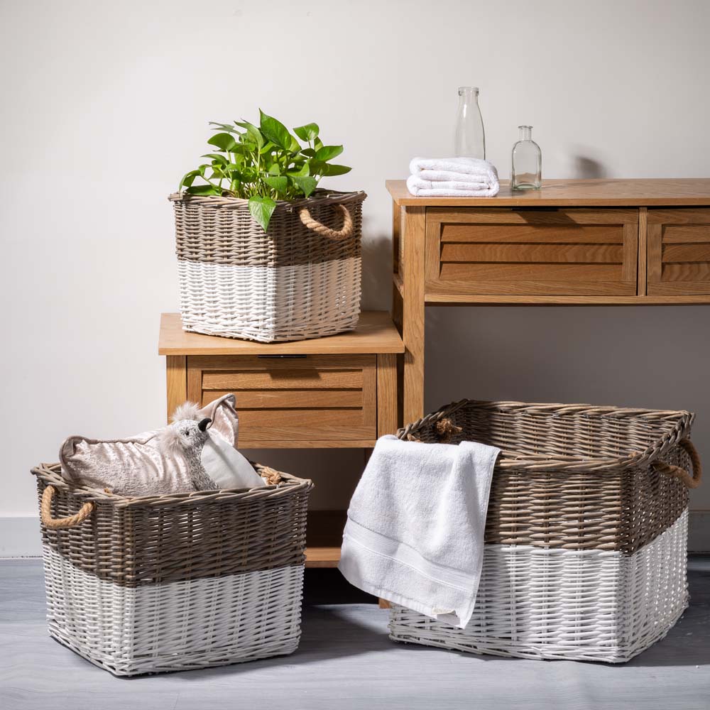 [OFFICIAL] Glitzhome Set of 3pcs Natural/White Square Willow Baskets
