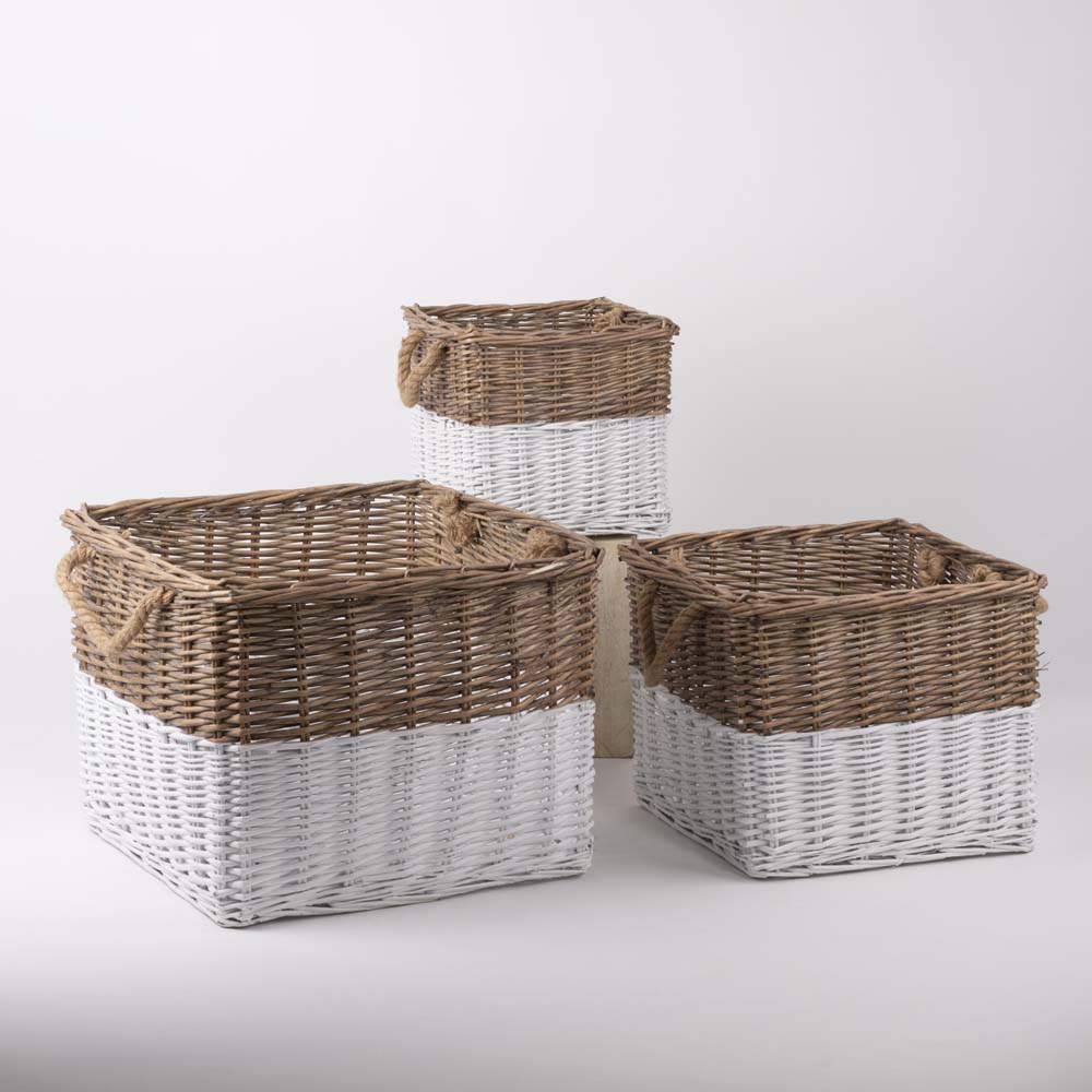 [OFFICIAL] Glitzhome Set of 3pcs Natural/White Square Willow Baskets