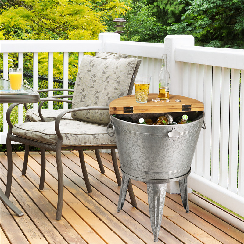 [OFFICIAL] Glitzhome 26.29"H Galvanized Beverage Tub with Metal Stand ...