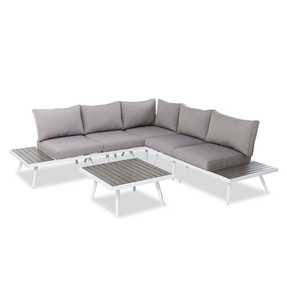 OFFICIAL Glitzhome 6 Piece Outdoor Aluminum Conversation Sectional Sofa Set with Cushions