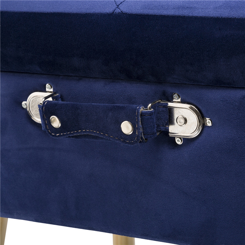 [OFFICIAL] Glitzhome 19.70"L Navy Blue Velvet Upholstered Storage Stool ...