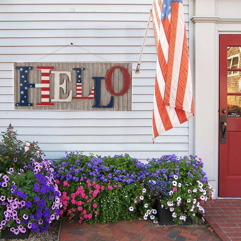 [OFFICIAL] Glitzhome 36.10"L Metal/Wooden Patriotic HELLO Wall Décor ...