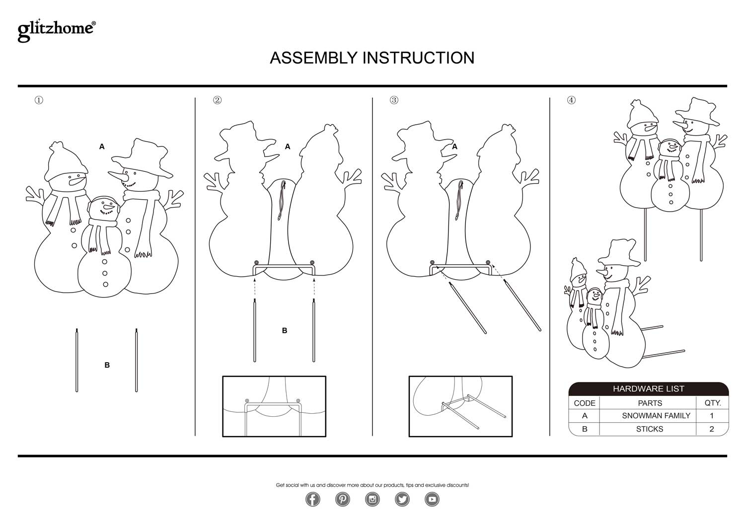 [OFFICIAL] Glitzhome 29.92"H Rusty Metal Snowman Family Yard Stake or ...