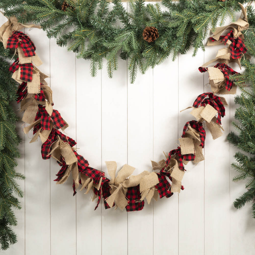 [OFFICIAL] Glitzhome Red & Black Plaid Fabric/Linen Garland FREE SHIPPING