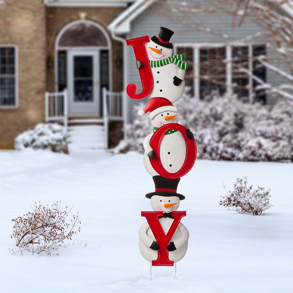 [OFFICIAL] Glitzhome Metal Vertical or Horizontal "JOY" Snowman Family ...