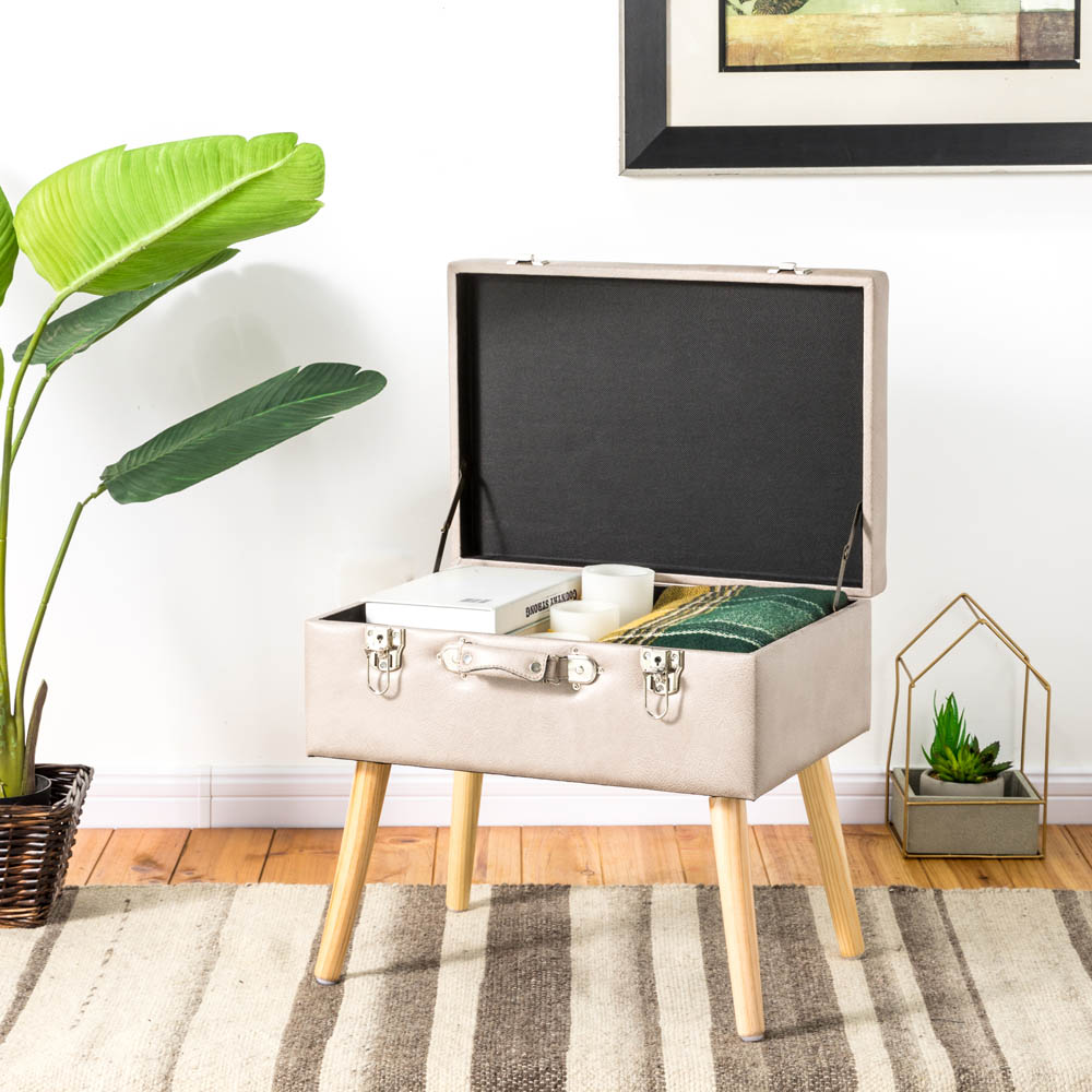 [OFFICIAL] Glitzhome 19.69"L Morandi Light Grey Leathaire Upholstered ...