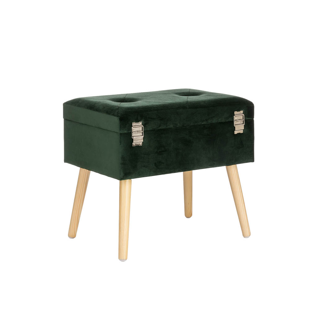 [OFFICIAL] Glitzhome 19.69"L Hunter Velvet Green Upholstered Storage Stool