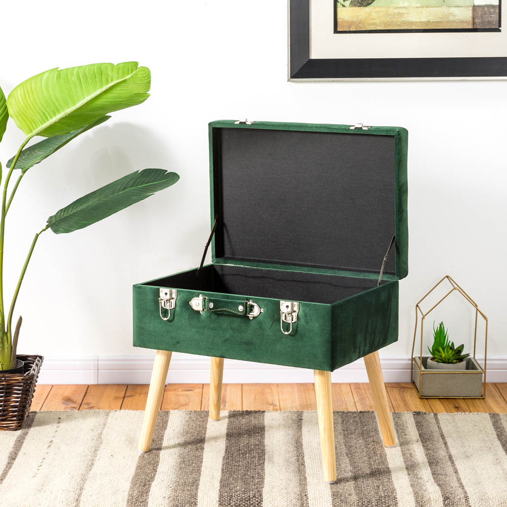 [OFFICIAL] Glitzhome 19.69"L Hunter Velvet Green Upholstered Storage Stool