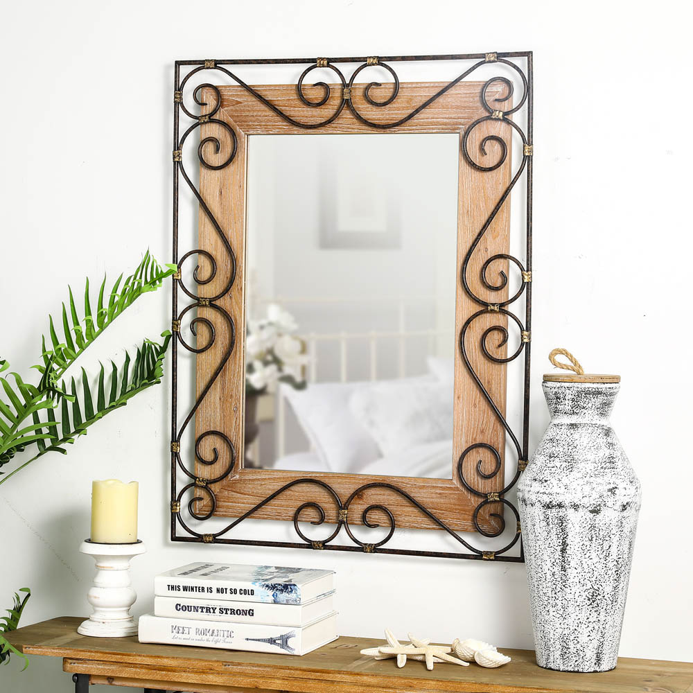 [OFFICIAL] Glitzhome 31"H Traditional Rectangle Wooden And Metal Scroll ...