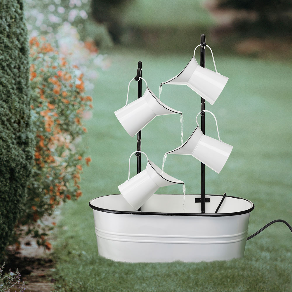 [OFFICIAL] Glitzhome 33.25"H White Enamel Metal Cascading Water Fountain