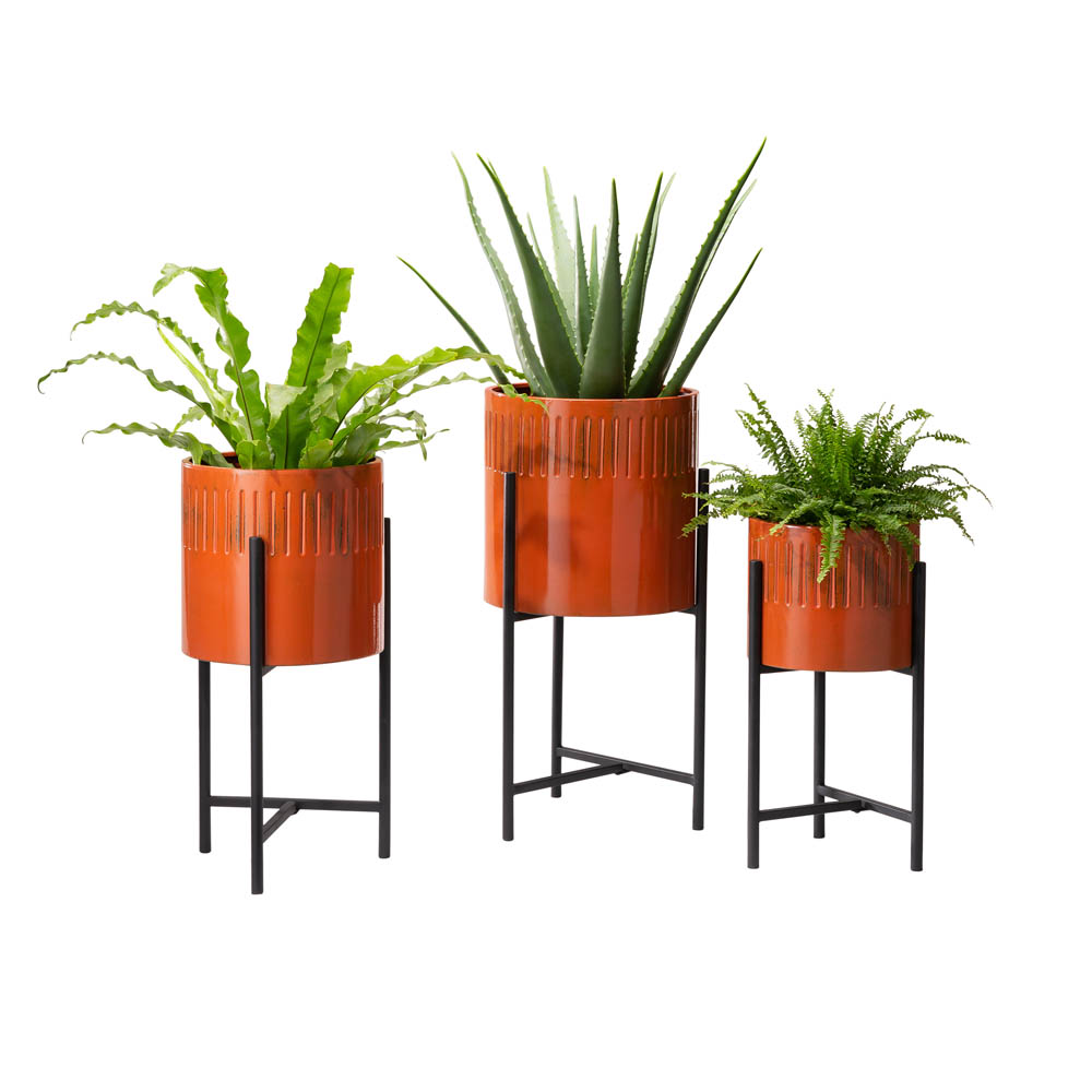 [OFFICIAL] Glitzhome Modern Washed Orange Metal Plant Stands, Set of 3