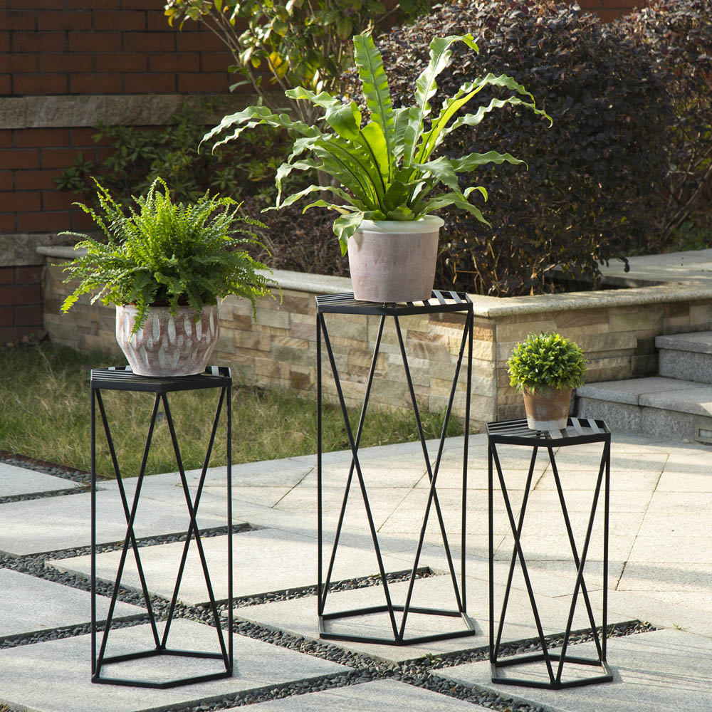 [OFFICIAL] Glitzhome Modern Hexagon Black Metal Plant Stand, Set of 3