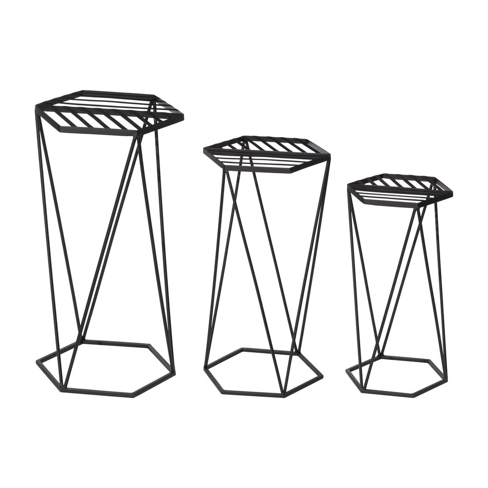 [OFFICIAL] Glitzhome Modern Hexagon Black Metal Plant Stand, Set of 3