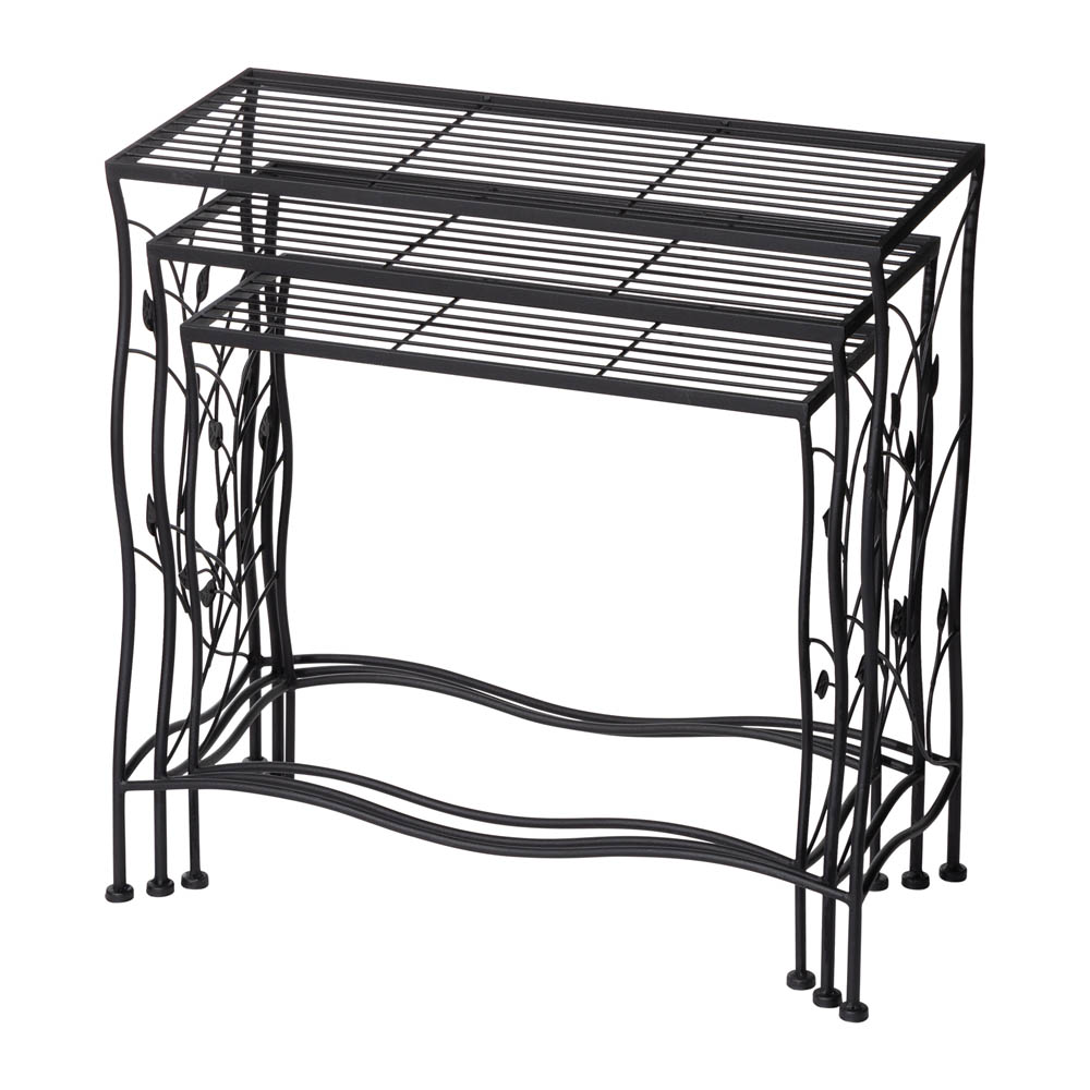 [OFFICIAL] Glitzhome Rectangular Nesting Black Metal Plant Stand, Set of 3