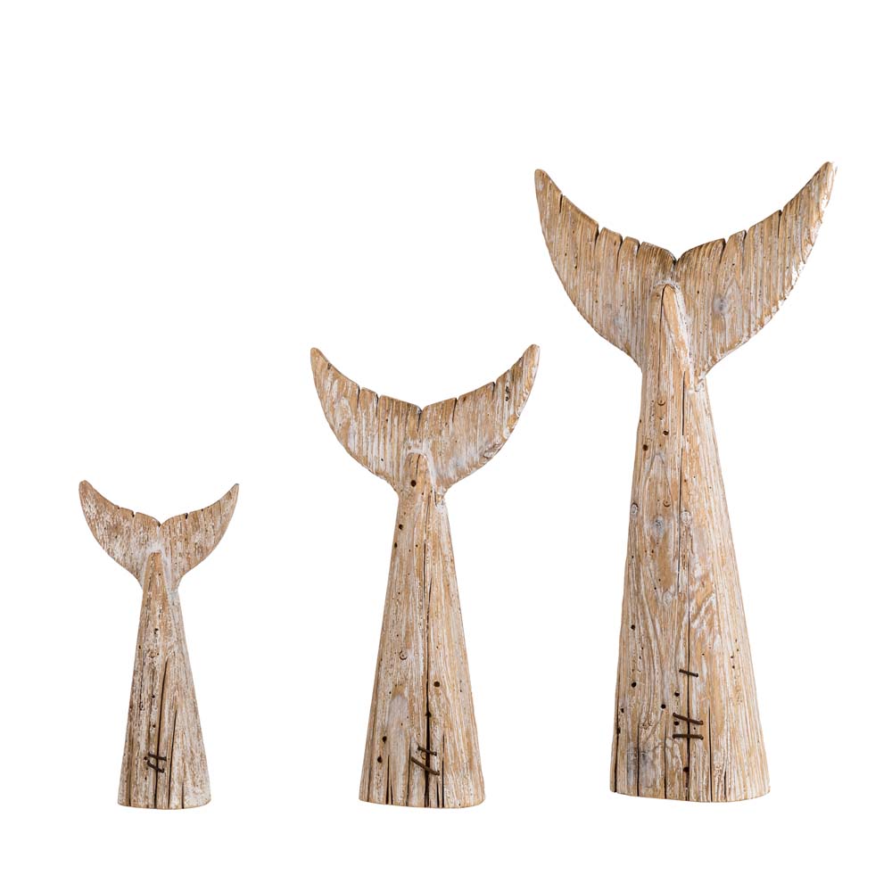 [OFFICIAL] Glitzhome Coastal Weathered Wood Whale Tail Table Decor, Set ...