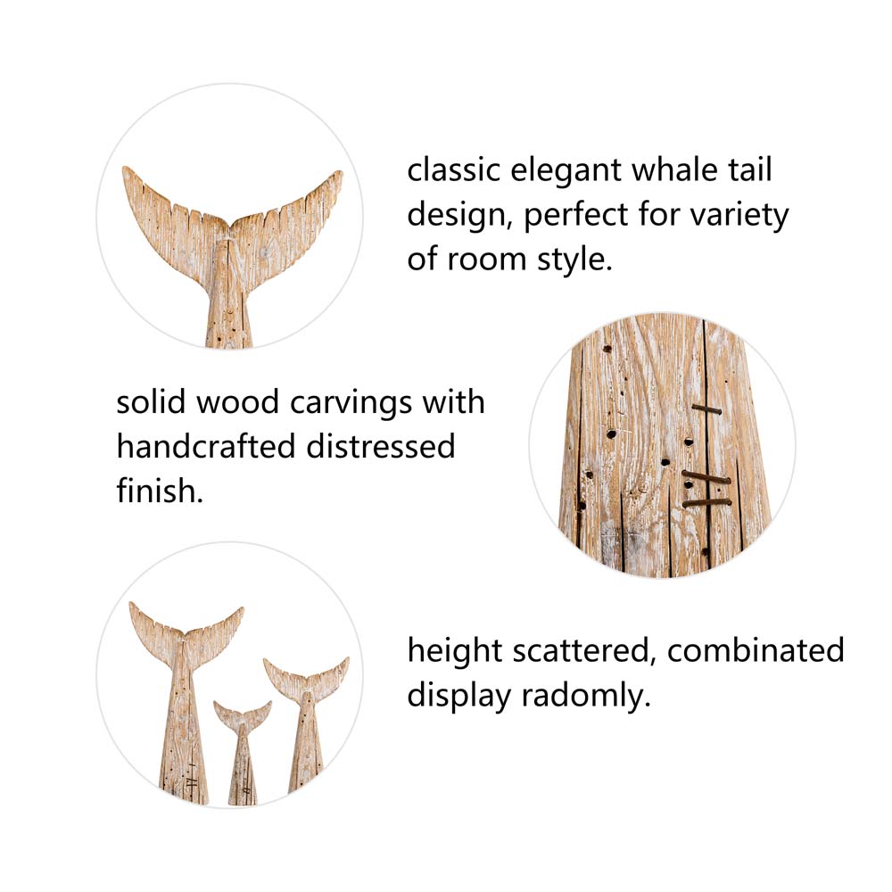 [OFFICIAL] Glitzhome Coastal Weathered Wood Whale Tail Table Decor, Set ...