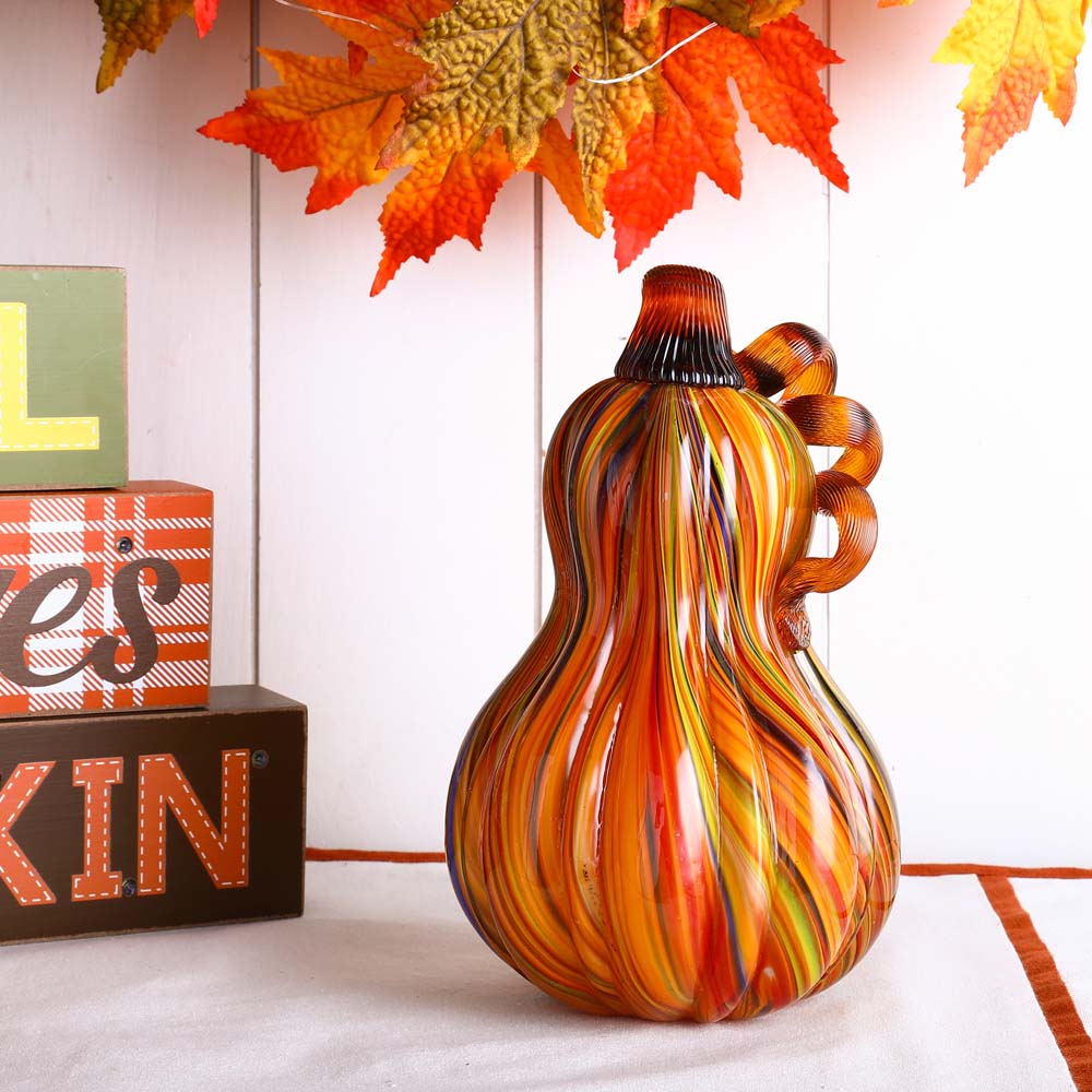 [OFFICIAL] Glitzhome 8.46"H Multi Striped Glass Gourd Decor