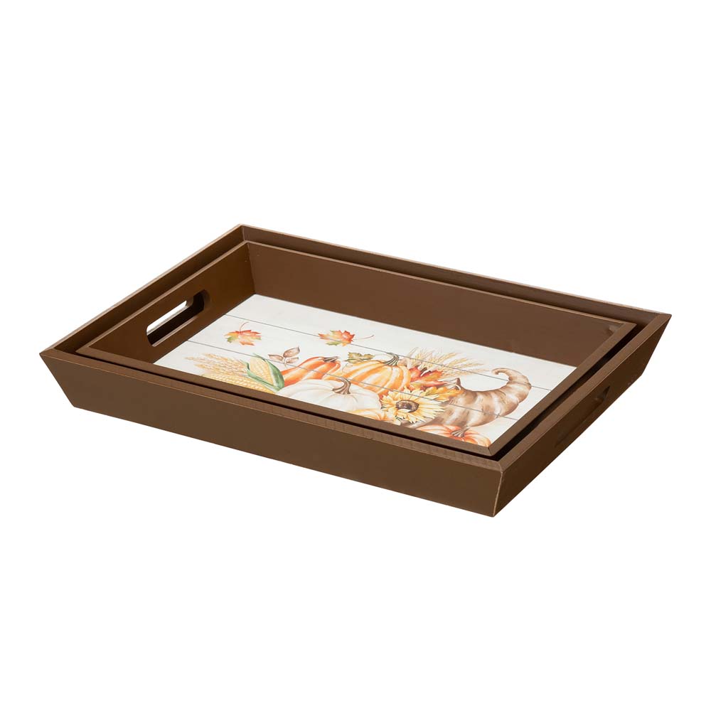 [OFFICIAL] Set of 2 Thanksgiving Wooden Turkey Tray, Set of 2