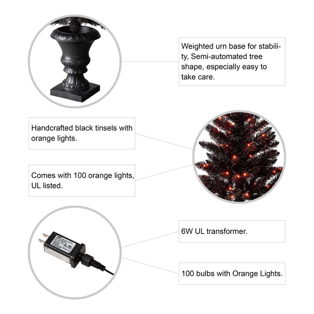 [OFFICIAL] 4 ft Lighted Black PVC Tips Porch Tree With 100 Orange LED ...