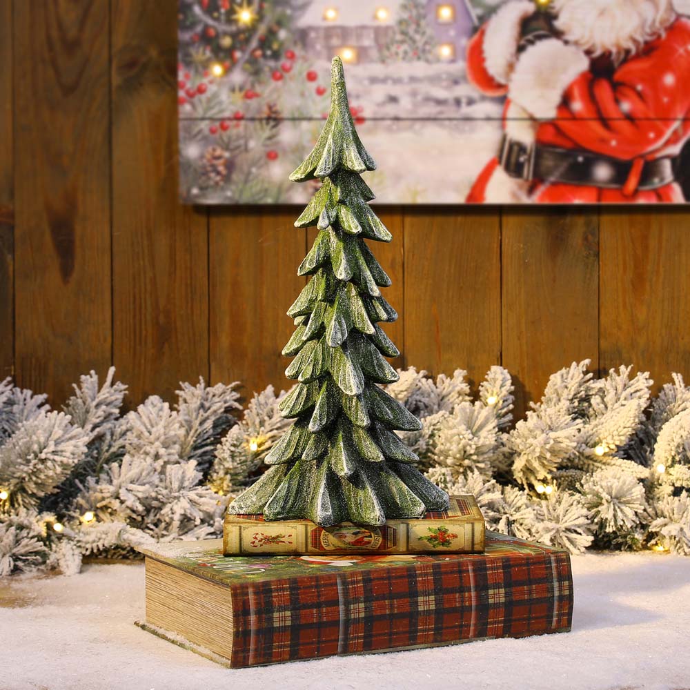 OFFICIAL Glitzhome 14 75 H Green Resin Christmas Handcrafted Tabletop OFFICIAL Glitzhome 14 75 H Green Resin Christmas Handcrafted Tabletop