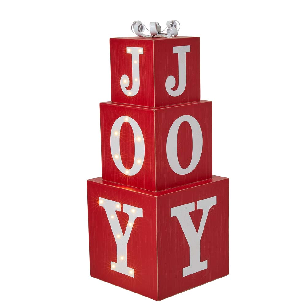 [OFFICIAL] Glitzhome 32"H Lighted Wooden Stacked Block "JOY" Porch Sign ...