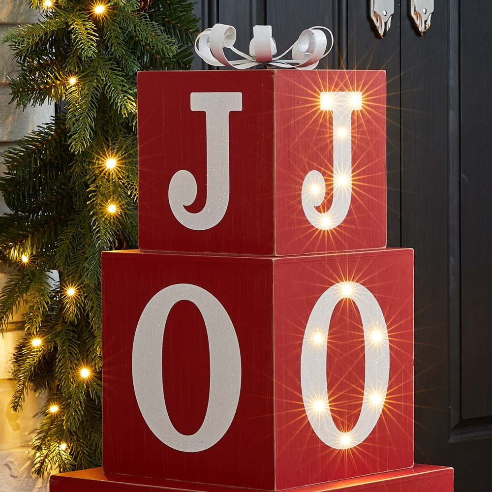 [OFFICIAL] Glitzhome 32"H Lighted Wooden Stacked Block "JOY" Porch Sign ...