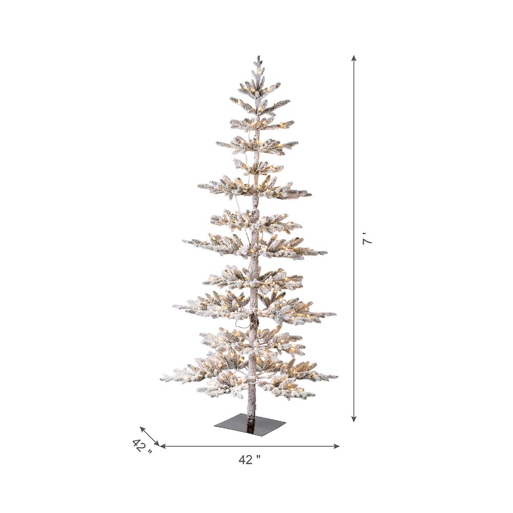 [OFFICIAL] Glitzhome 7ft Deluxe Pre-Lit Snow Flocked Pine Artificial Christmas Tree with 400 ...